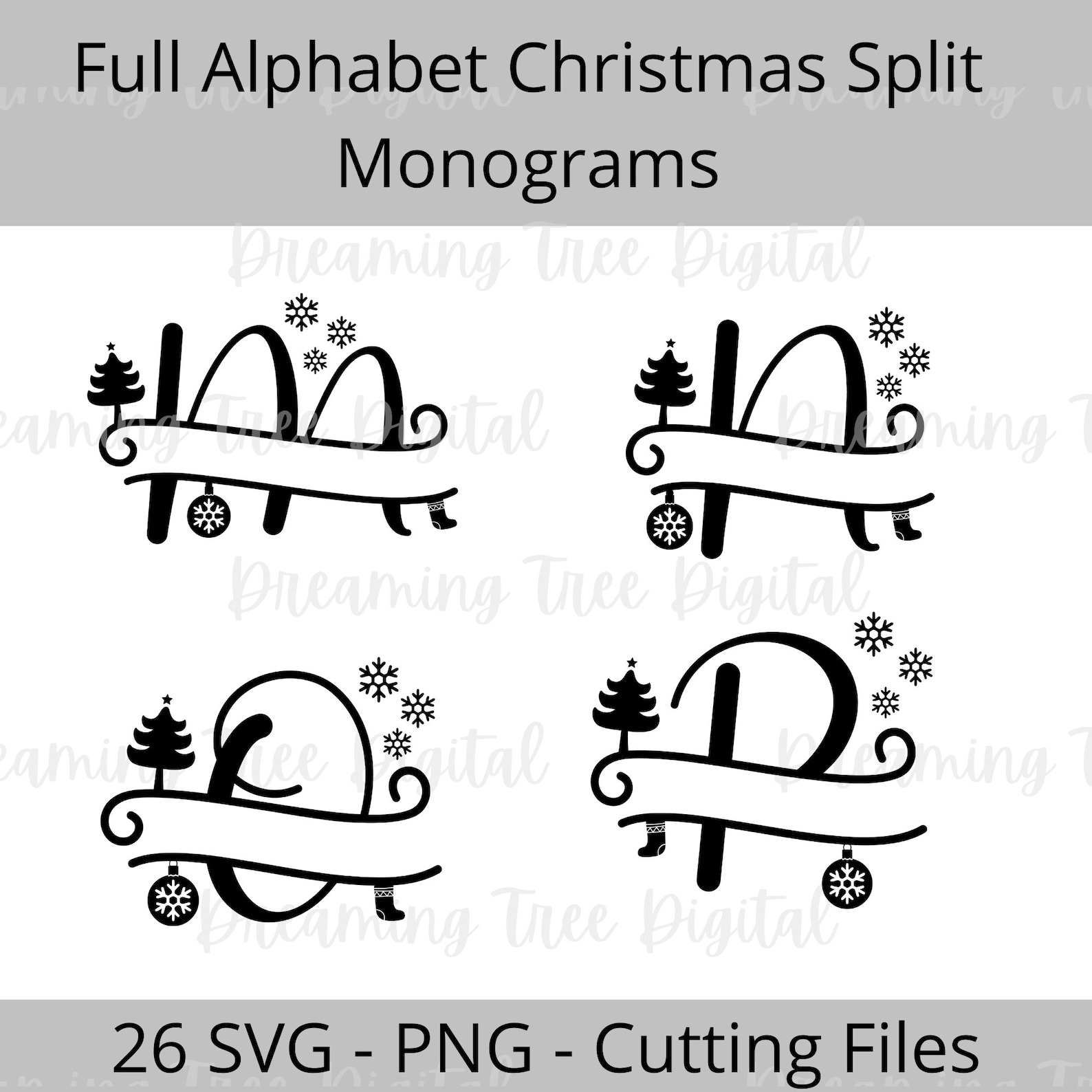 Christmas Split Monogram SVG Full Alphabet Family Christmas - Etsy