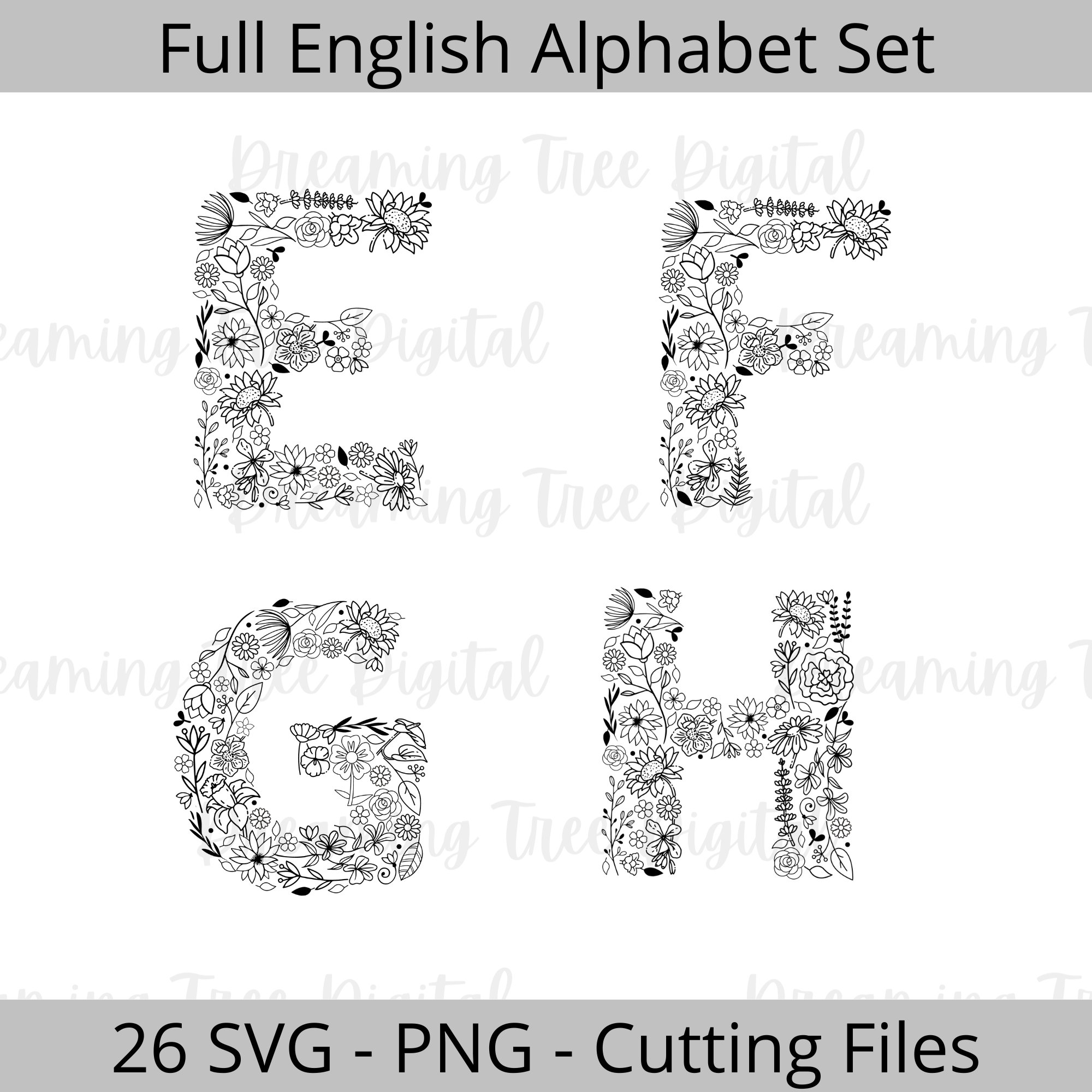 Full 26 Letter Floral Alphabet SVG Bundle Floral Monograms - Etsy