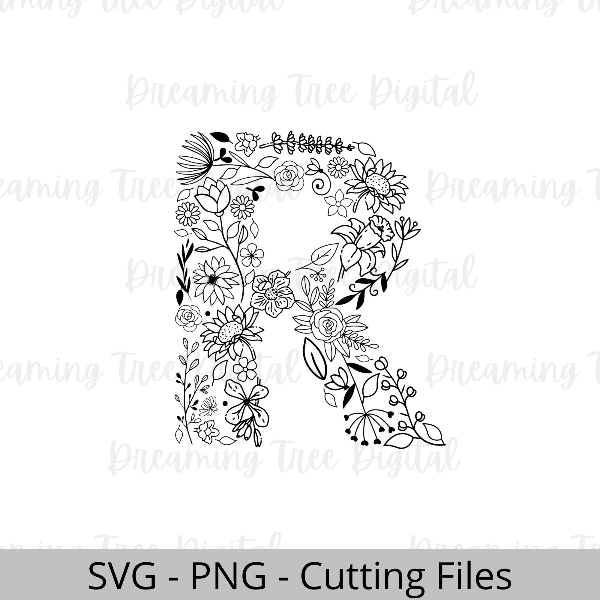 Letter R Floral SVG PNG Floral Monogram Digital File Floral - Etsy Canada