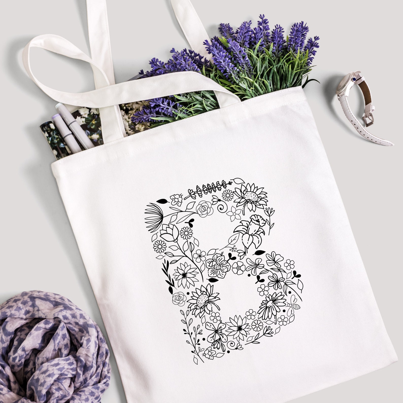 Letter B Floral SVG Floral Monogram Digital File Floral - Etsy