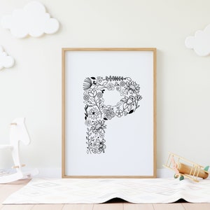 Letter P Floral SVG PNG, Floral Monogram Digital File, Floral Letter ...