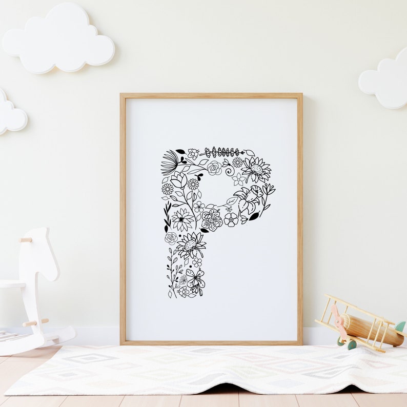 Letter P Floral SVG PNG Floral Monogram Digital File Floral - Etsy