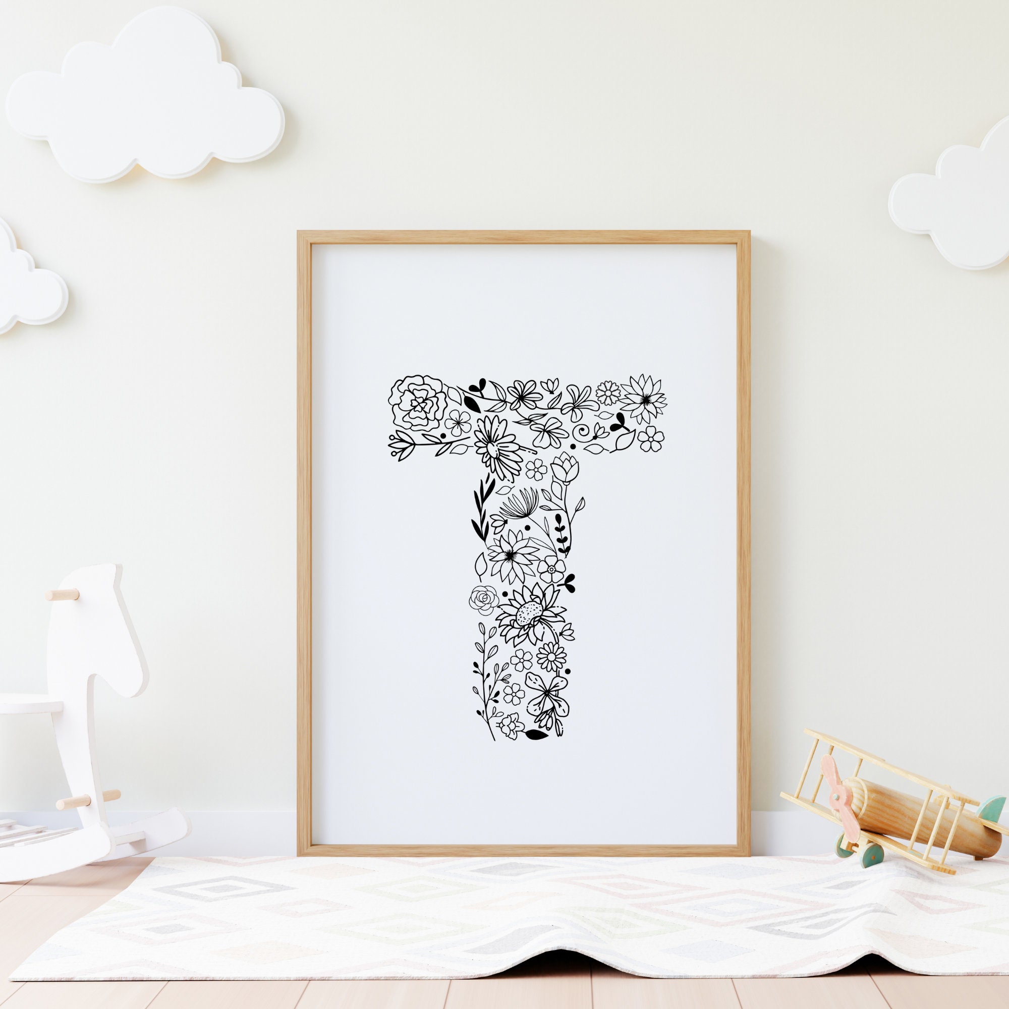 Letter T Floral SVG PNG Floral Monogram Digital File Floral - Etsy