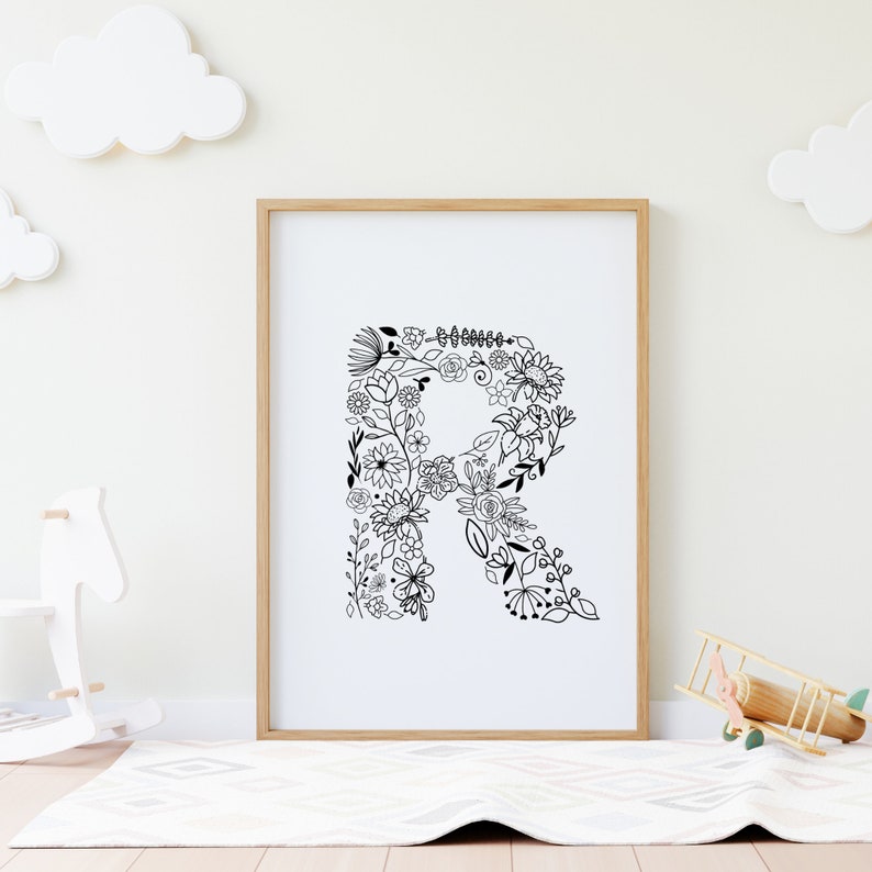 Letter R Floral SVG PNG Floral Monogram Digital File Floral - Etsy