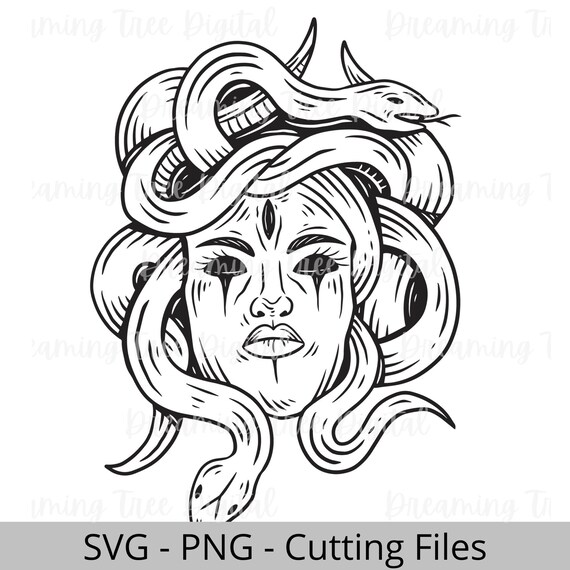 Medusa Head SVG PNG Greek Mythology Art Tshirt Cut Files - Etsy