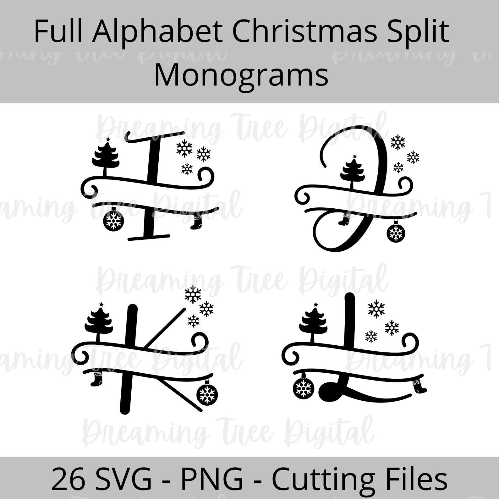 Christmas Split Monogram SVG Full Alphabet Family Christmas - Etsy