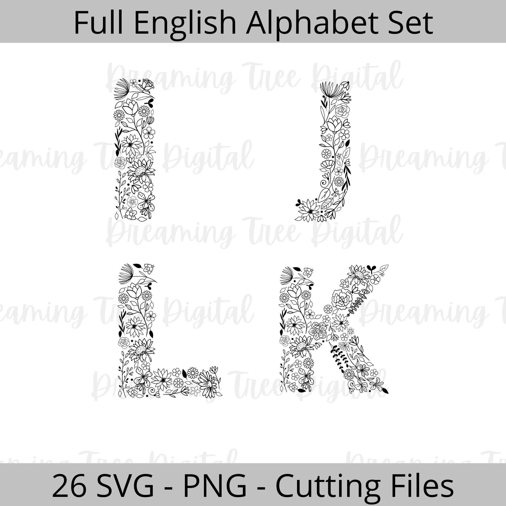 Full 26 Letter Floral Alphabet SVG Bundle Floral Monograms - Etsy