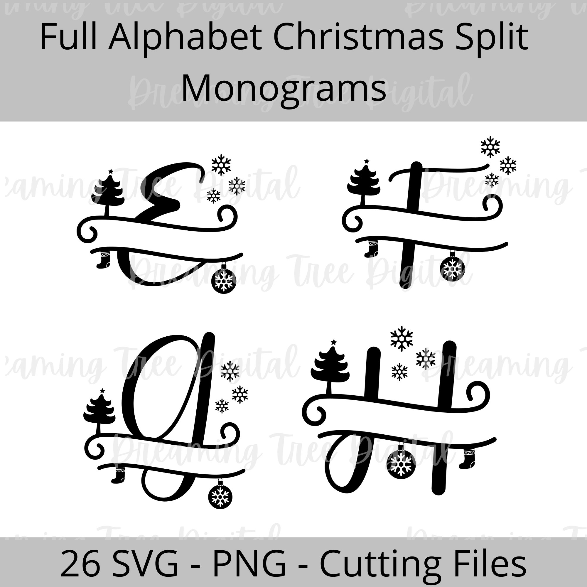 Christmas Split Monogram SVG Full Alphabet Family Christmas - Etsy