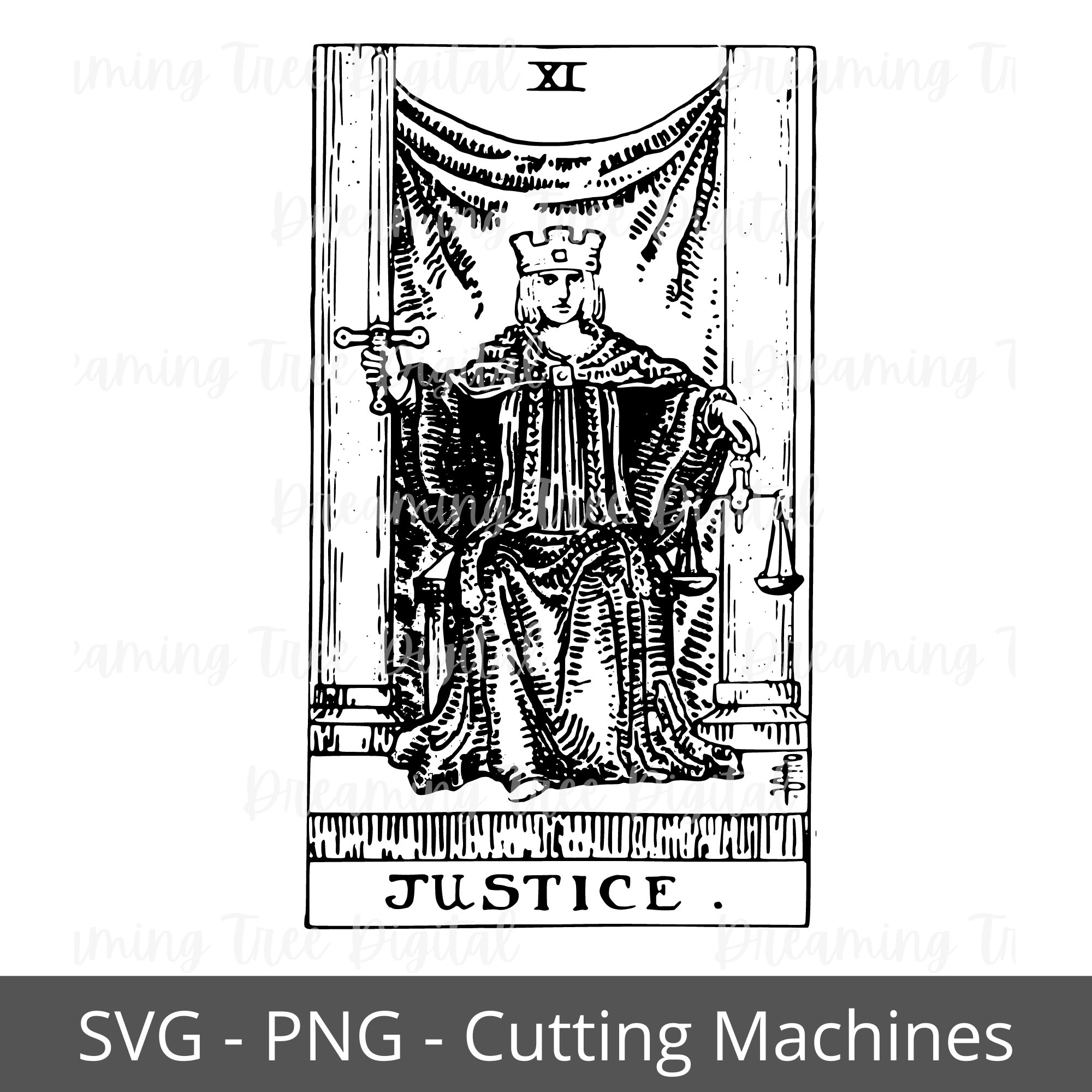 Justice Tarot Card SVG Tarot PNG Instant Download - Etsy