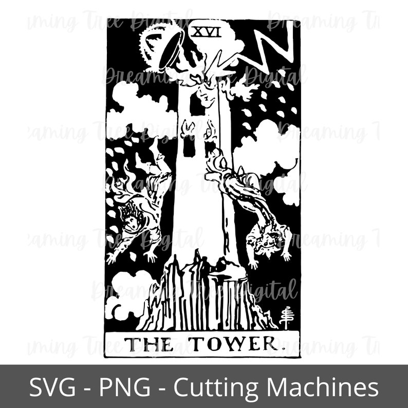 The Tower Tarot Card SVG, Tarot PNG, Instant Download - Etsy