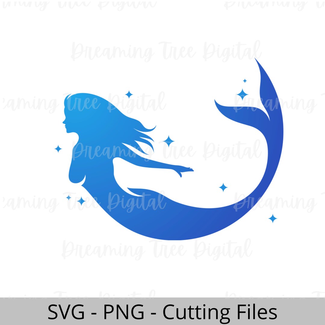 Mermaid SVG, sirena che nuota PNG, sirenetta svg , file tagliati ...