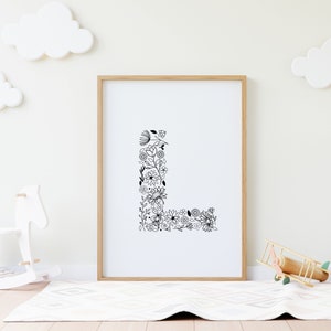 Letter L Floral SVG PNG, Floral Monogram Digital File, Floral Letter ...