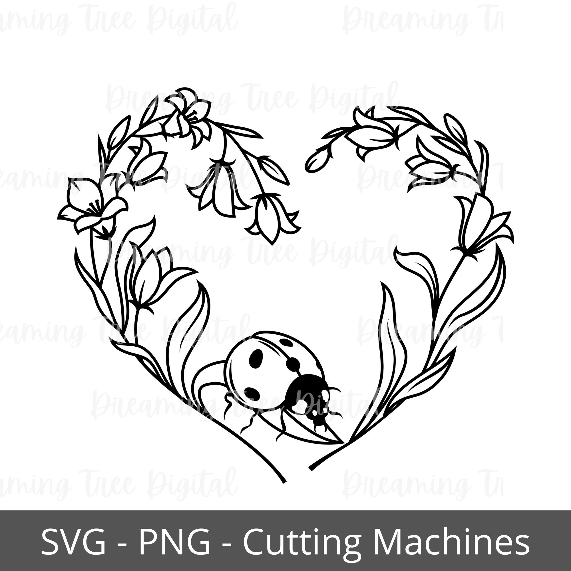 Ladybug Heart SVG Floral Svg Ladybug Png Digital Cut Files - Etsy Canada