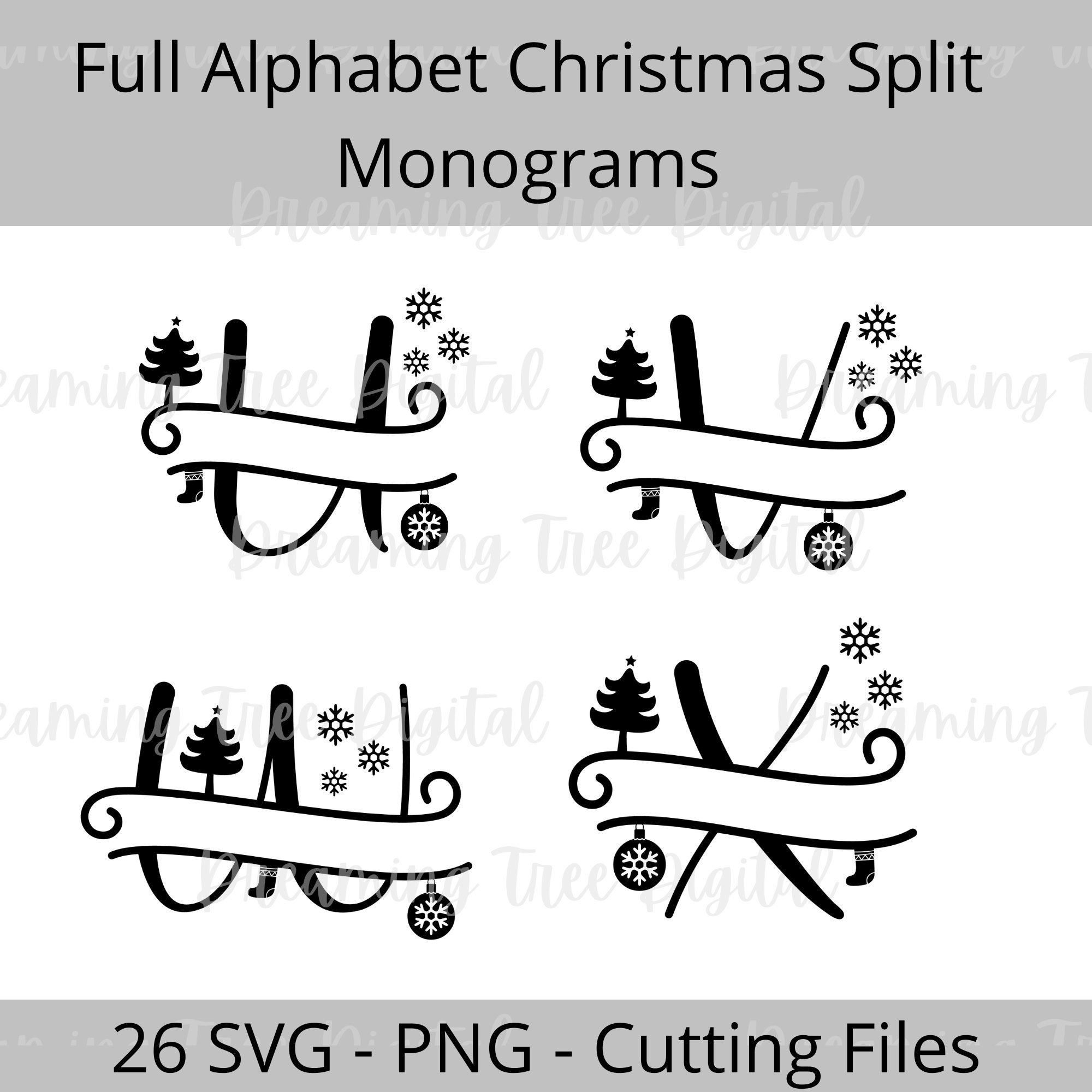 Christmas Split Monogram SVG Full Alphabet Family Christmas - Etsy