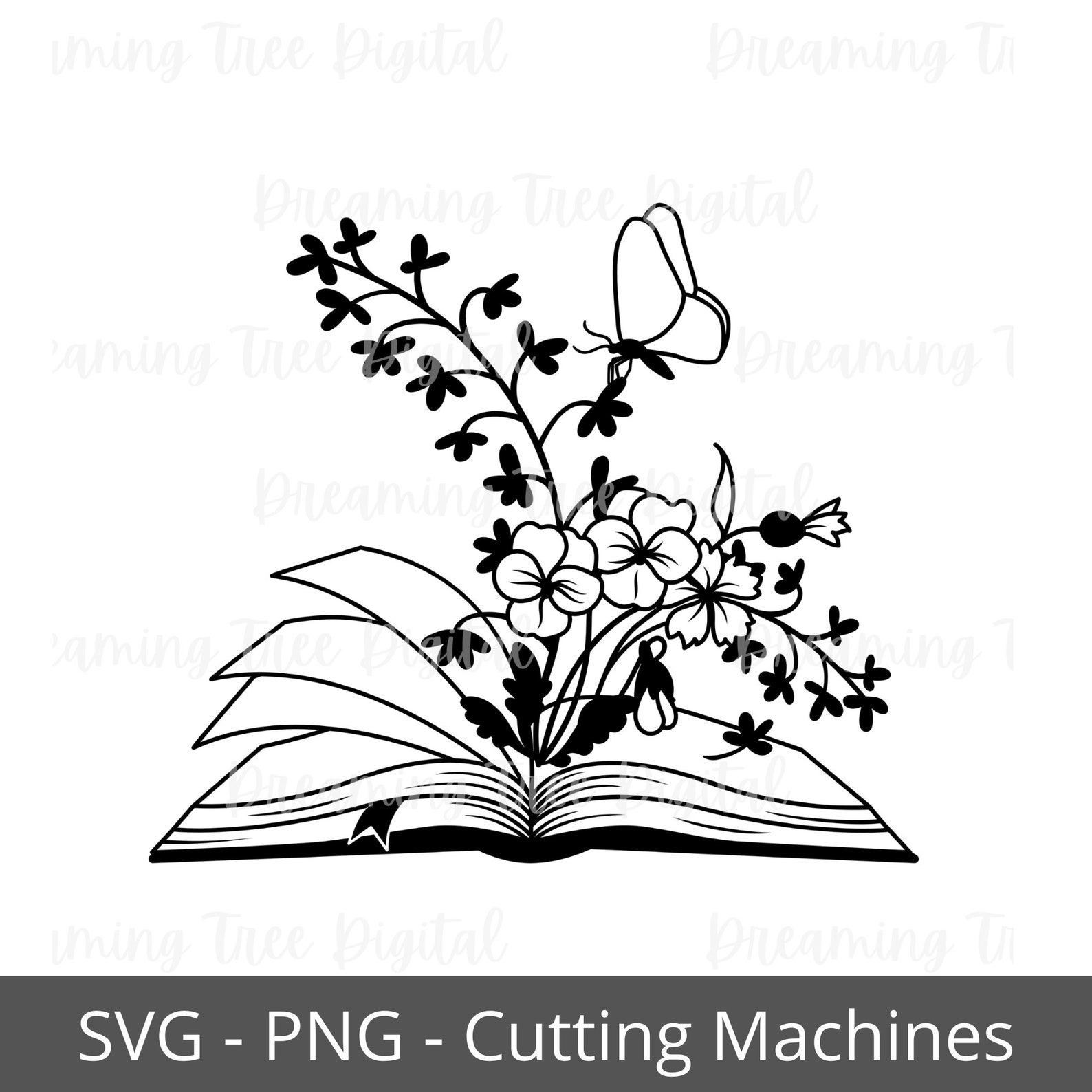 Open Book Flowers SVG, Book Svg, Digital Cut Files, Instant Download ...