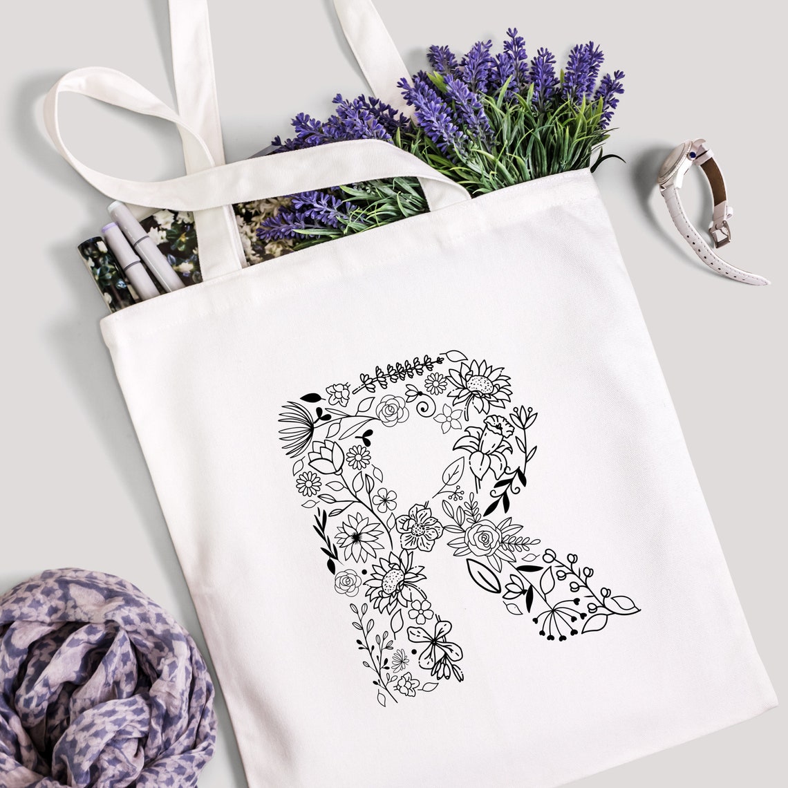 Letter R Floral SVG PNG Floral Monogram Digital File Floral - Etsy