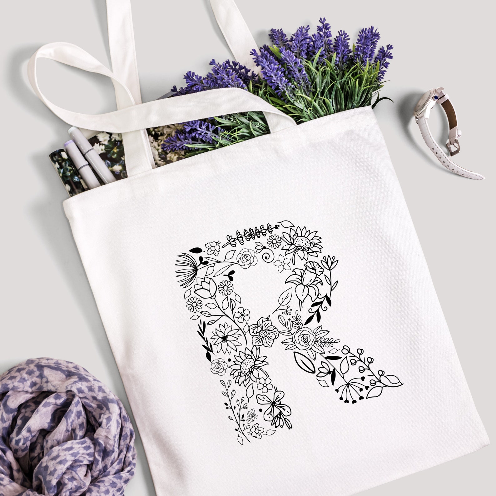 Letter R Floral SVG PNG Floral Monogram Digital File Floral - Etsy