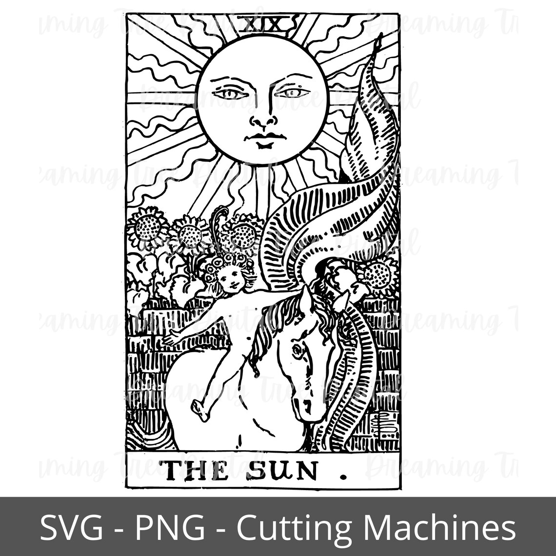 The Sun Tarot Card SVG Tarot PNG Instant Download - Etsy