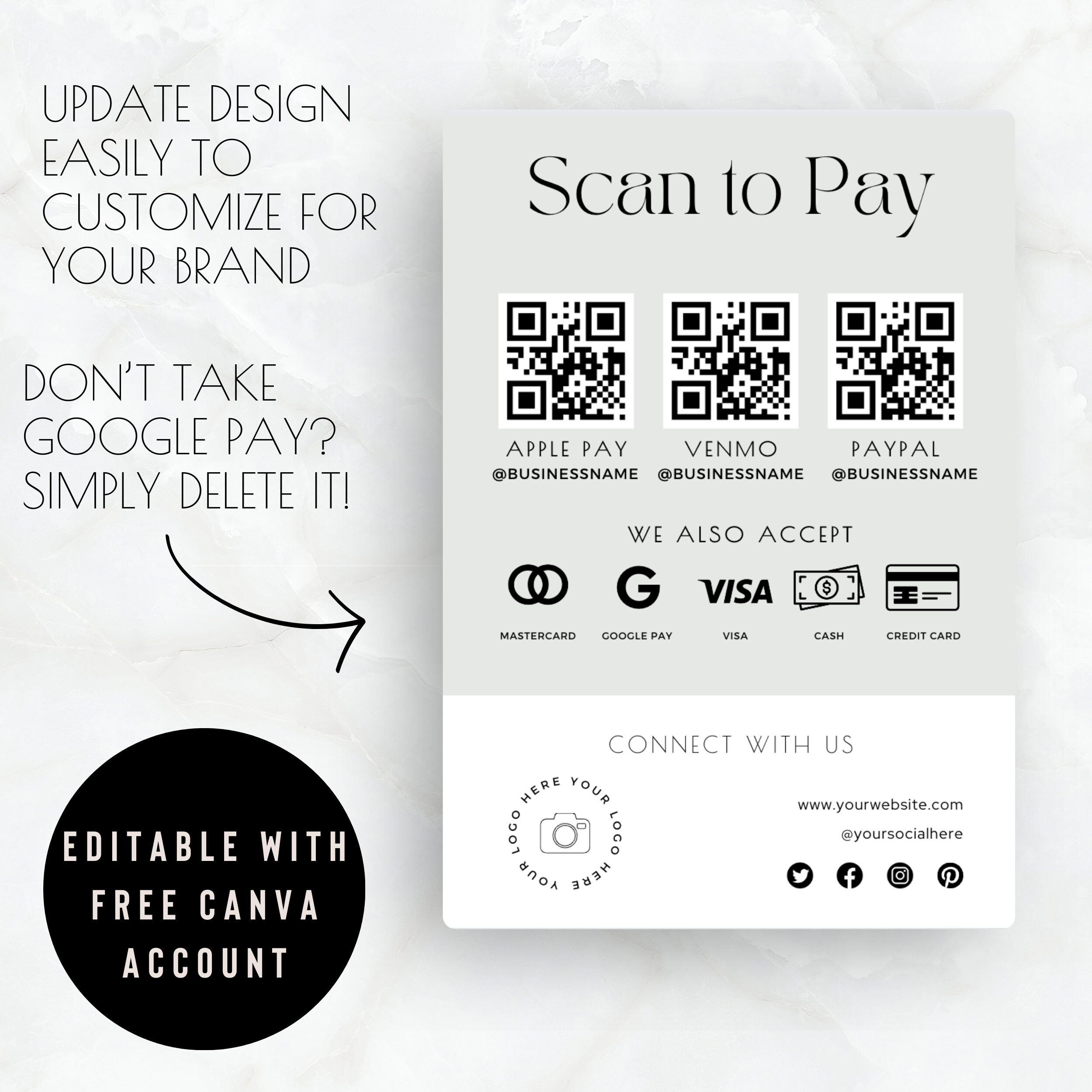 Editable Scan to Pay Template, Social Media Template, QR Code Sign ...