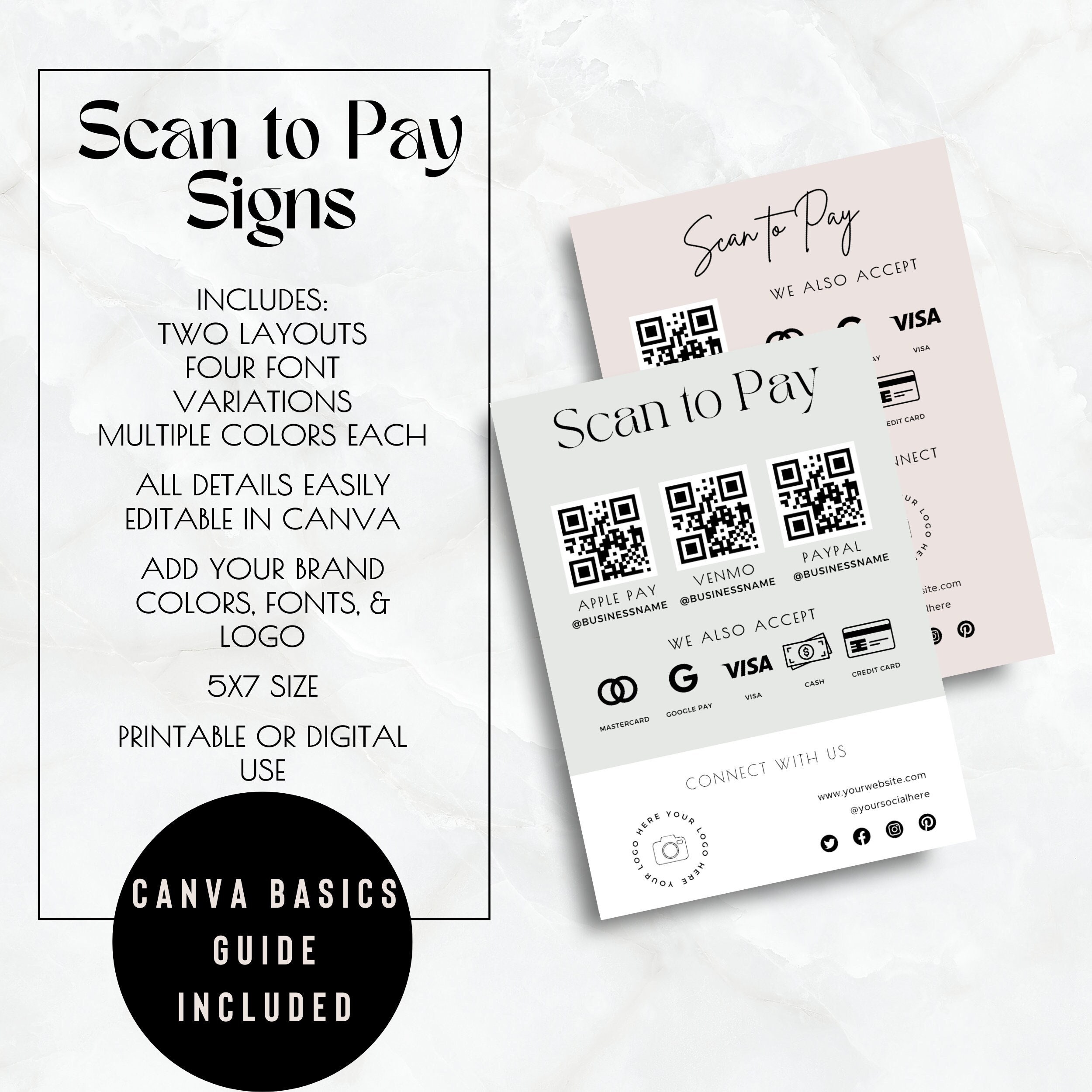 Editable Scan to Pay Template, Social Media Template, QR Code Sign ...