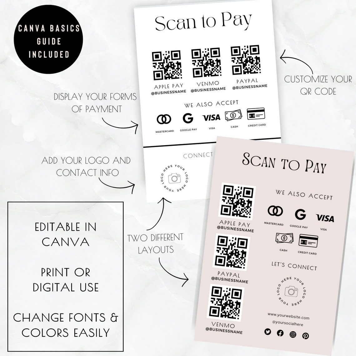 Editable Scan to Pay Template, Social Media Template, QR Code Sign ...