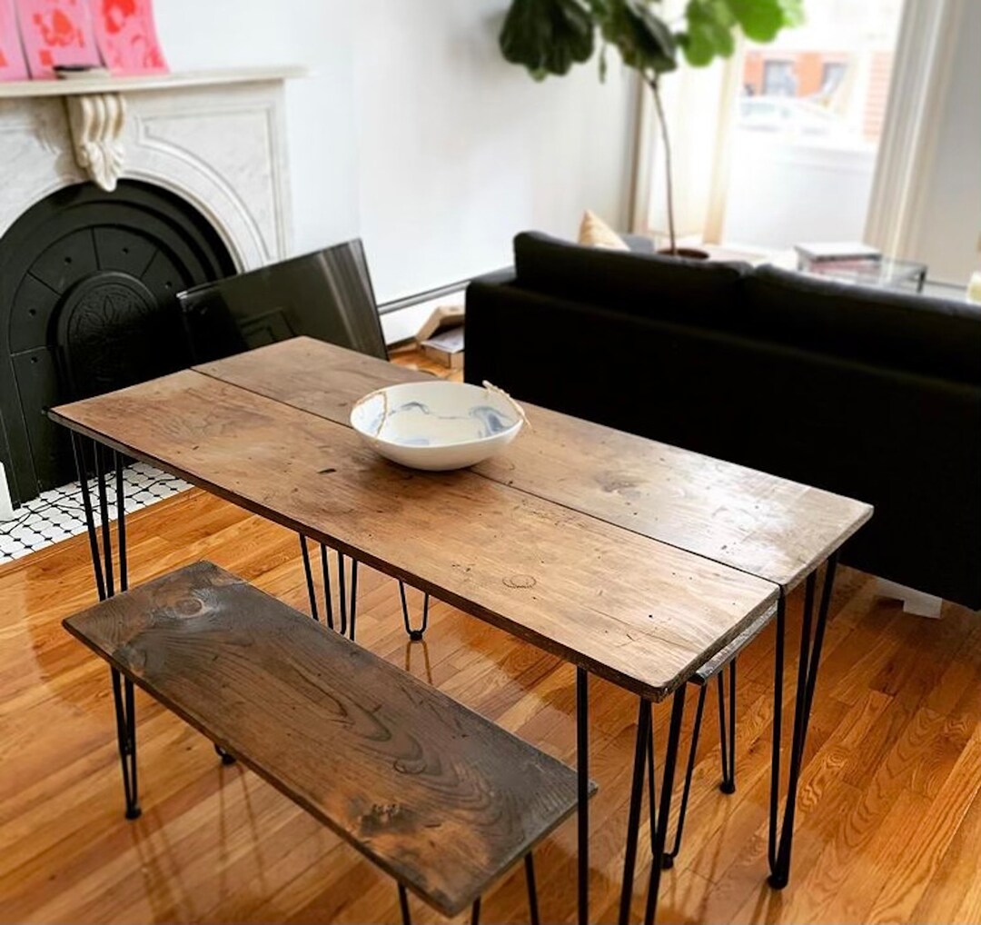 Rustic Table Set 1 Table 2 Benches - Etsy