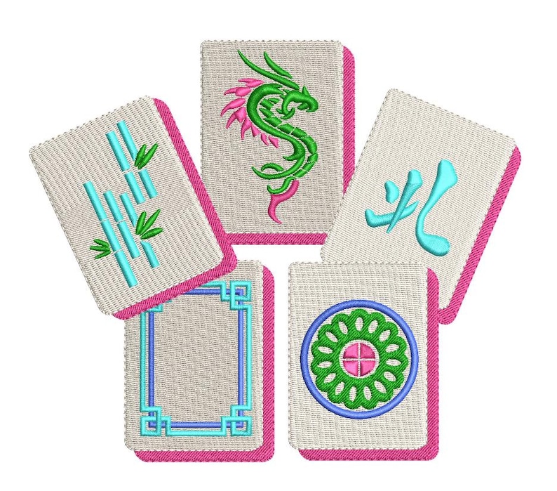 Mahjong Tiles Machine Embroidery Design, 1 Design Having Bamboo, Bam ...