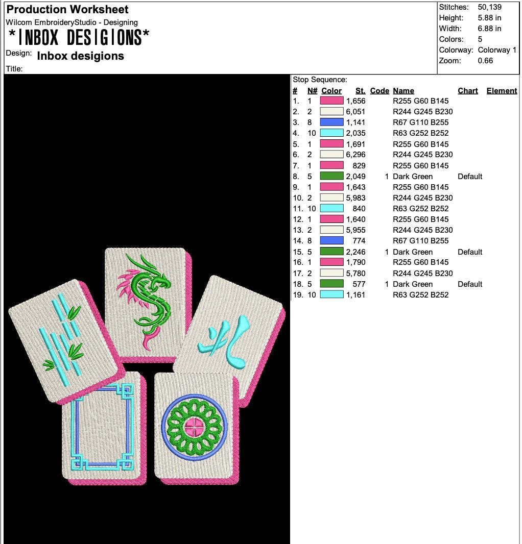 Mahjong Tiles Machine Embroidery Design, 1 Design Having Bamboo, Bam ...