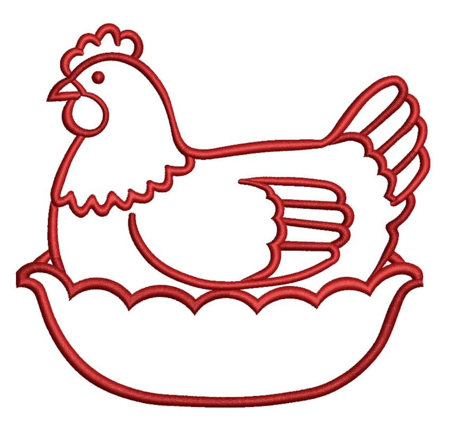 Hen on Nest Embroidery Design, Chicken Machine Embroidery File ...