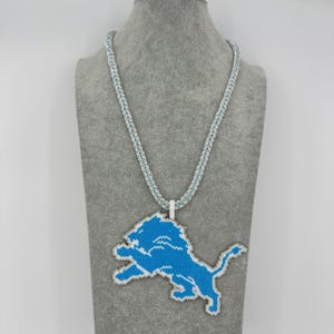 Detroit Lions Beaded Pendant Necklace - Etsy