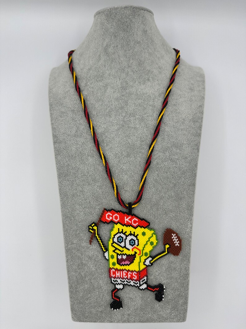 Kansas City Chiefs Spongebob Beaded Pendant Necklace - Etsy