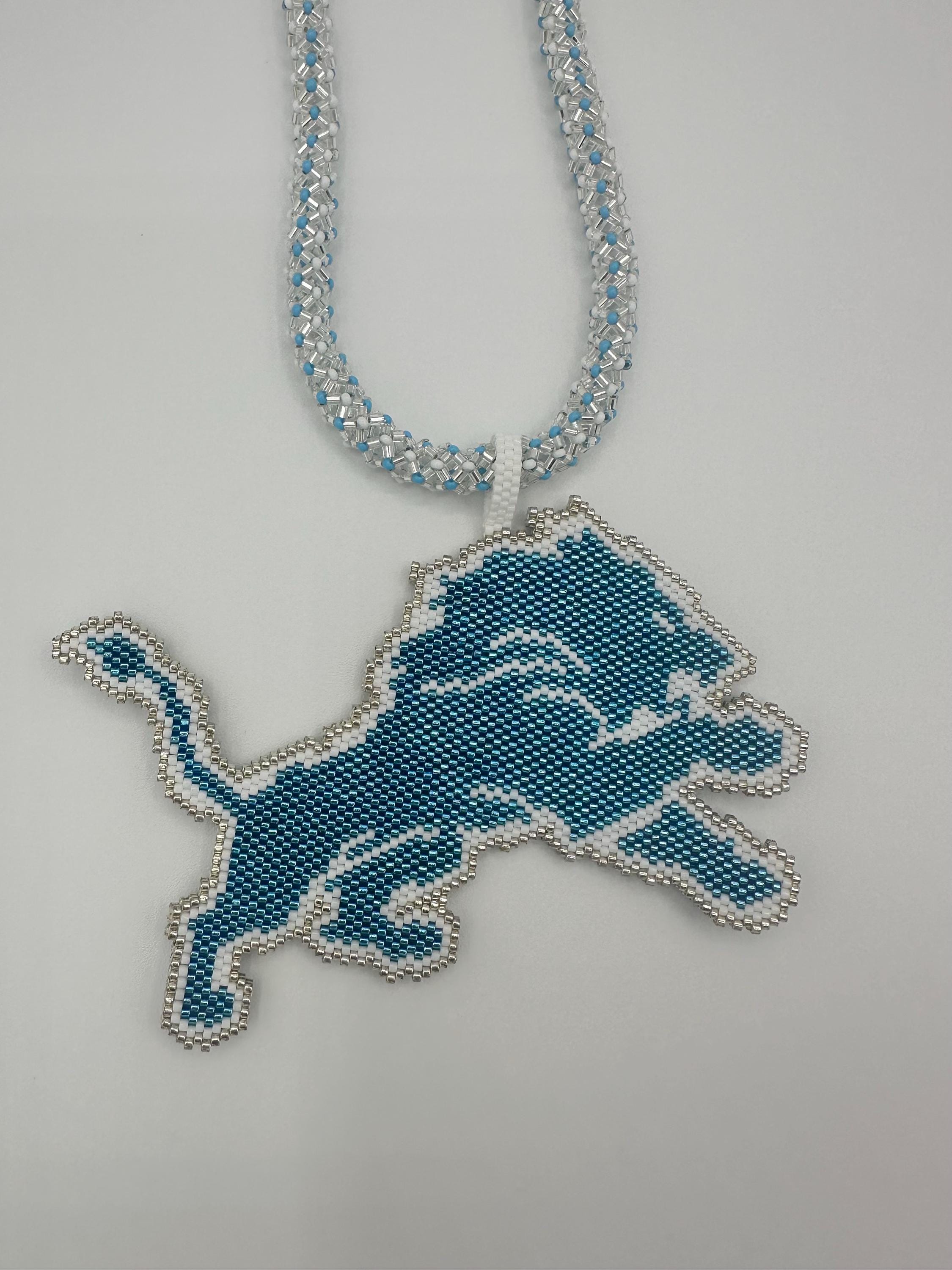 Detroit Lions Beaded Pendant Necklace - Etsy