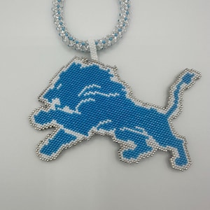Detroit Lions Beaded Pendant Necklace - Etsy