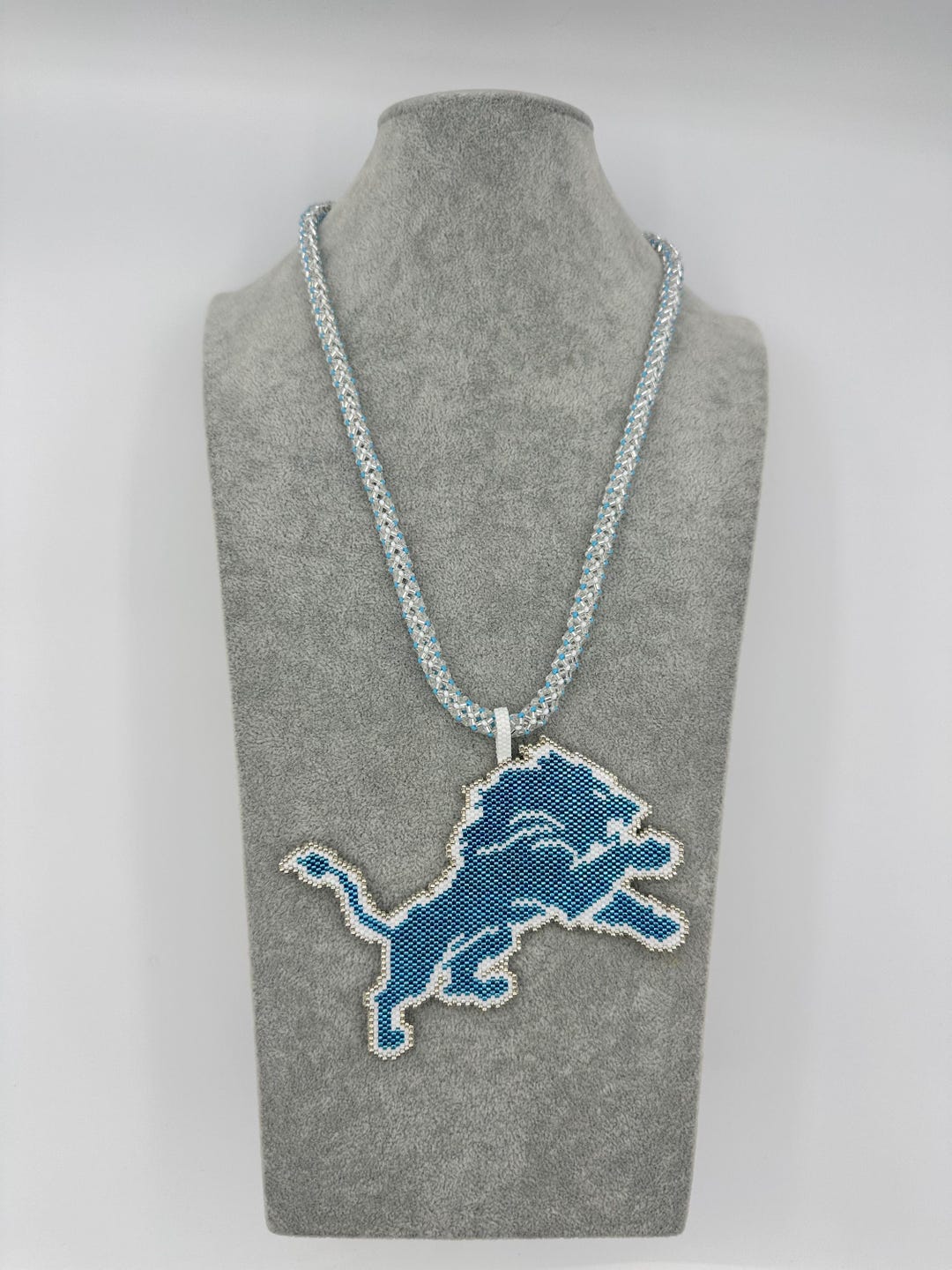Detroit Lions Beaded Pendant Necklace - Etsy