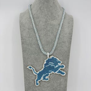 Detroit Lions Beaded Pendant Necklace - Etsy