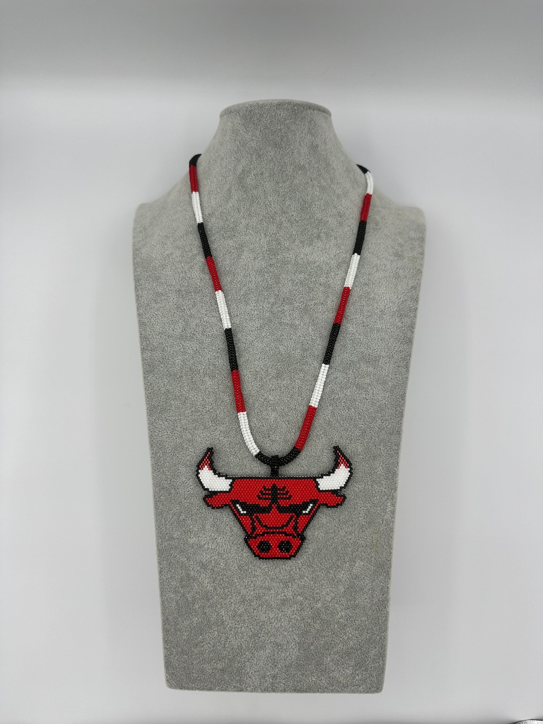 Bull Beaded Pendant Necklace - Etsy
