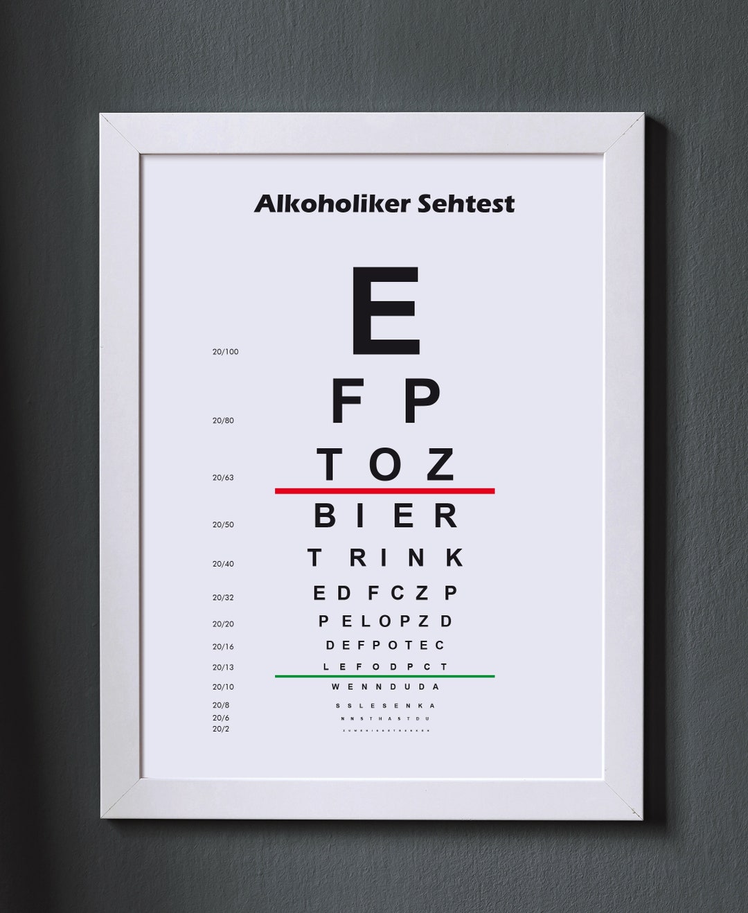 Fun Poster, Beer Eye Test, Alcoholic Eye Test, Bachelor Party, Eye Test ...