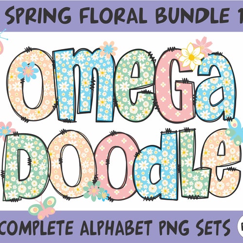 BUNDLE Spring Floral Alphabet PNG Doodle Alpha Doodle - Etsy