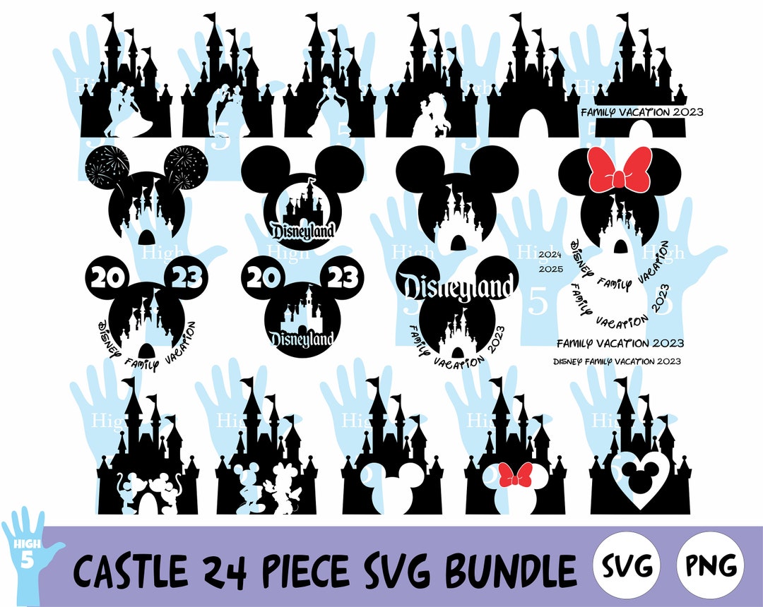 Castle Svg Bundle Princess Castle Heart Head Mickey Minnie - Etsy UK