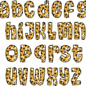 Sunflowers and Cow Hide Western Doodle Alphabet Letters PNG - Etsy