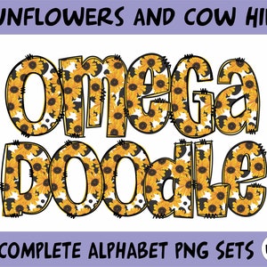 Sunflowers and Cow Hide Western Doodle Alphabet Letters PNG - Etsy