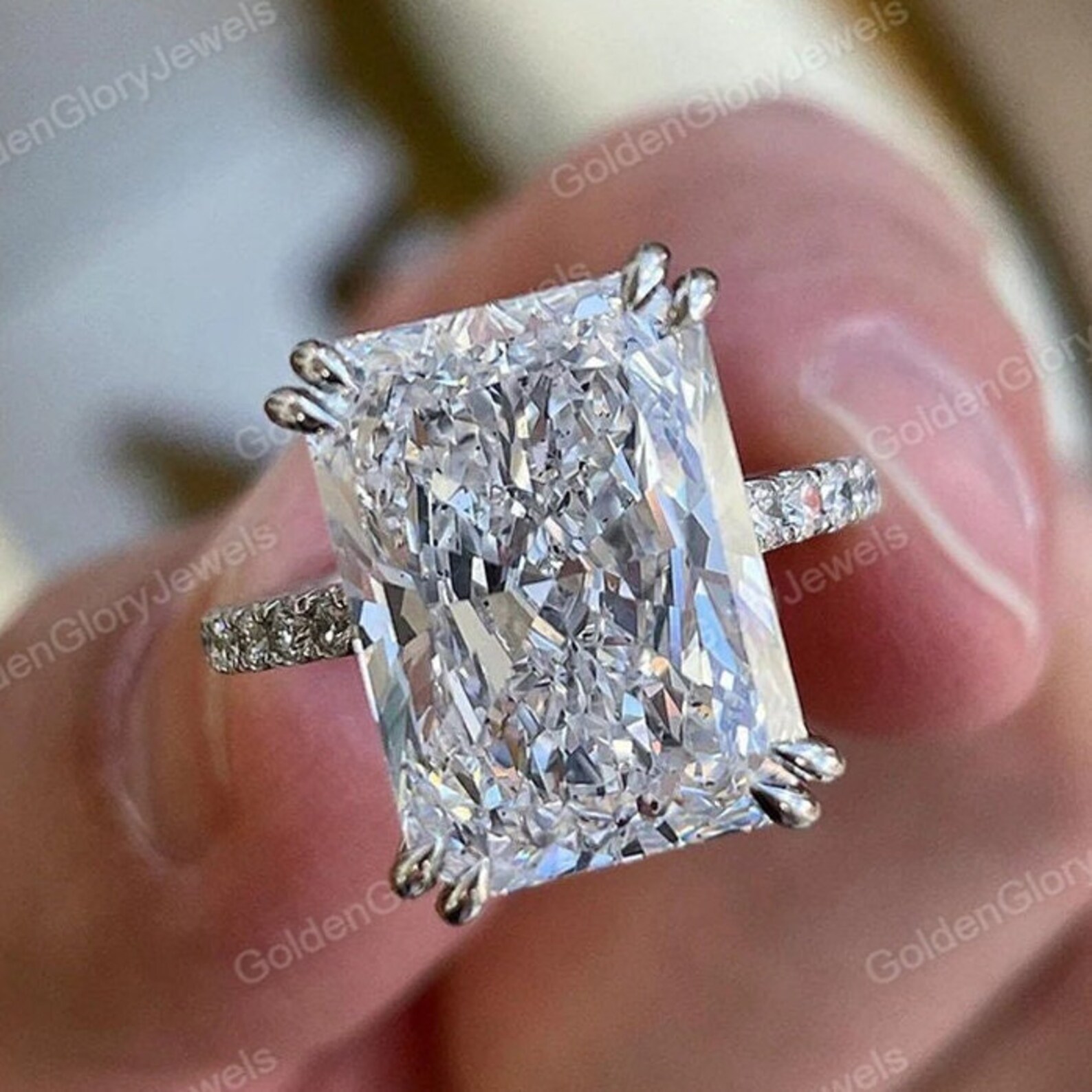 3CT Radiant Cut Moissanite Engagement Ring Radiant Moissanite - Etsy