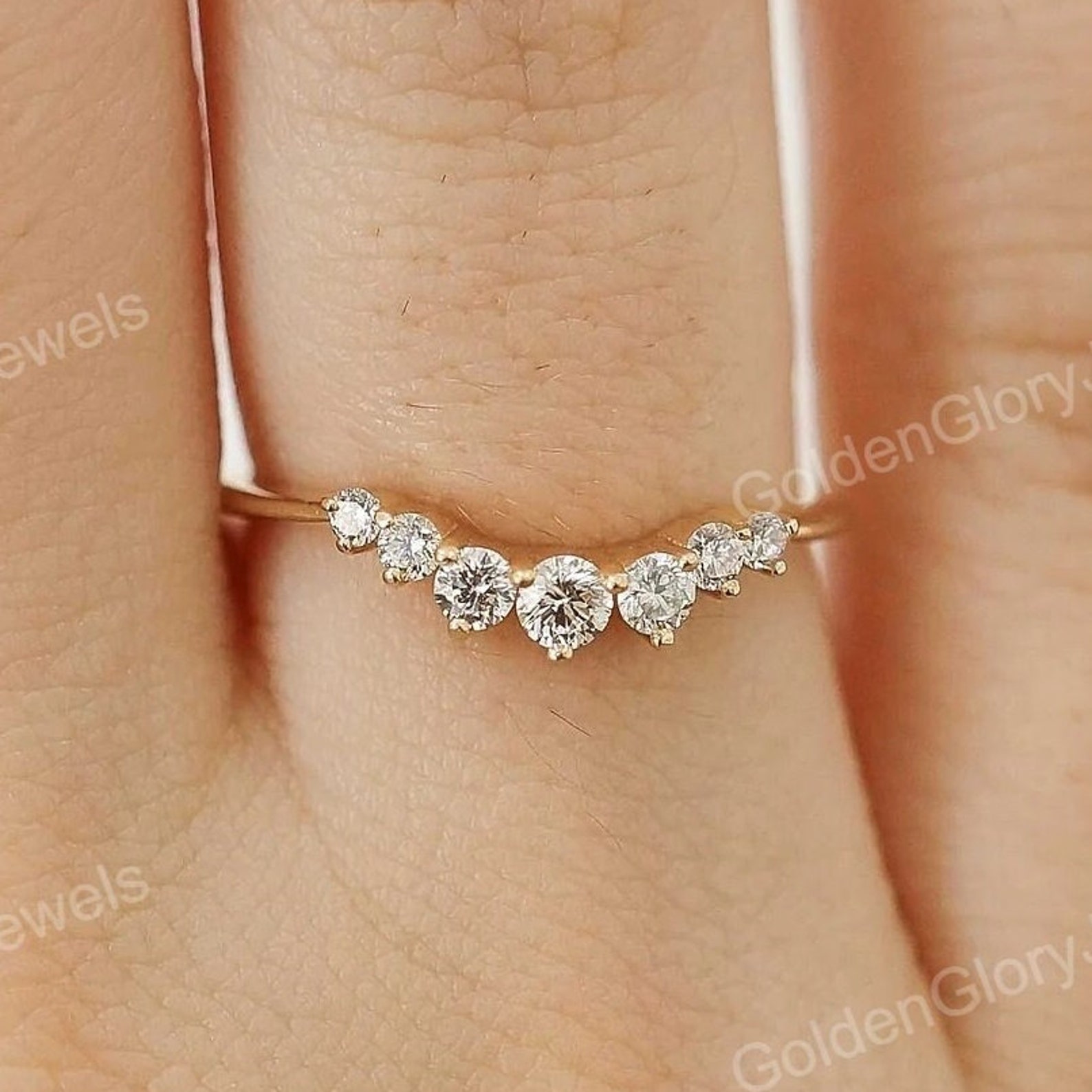 14K Gold Womens Curved Wedding Band Curved Ring Nesting - Etsy