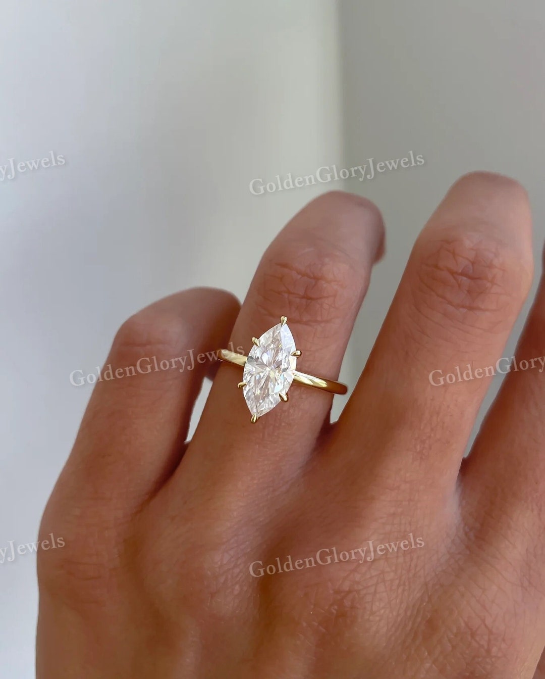 2CT Marquise Cut Moissanite Engagement Ring, Marquise Cut Wedding Ring ...