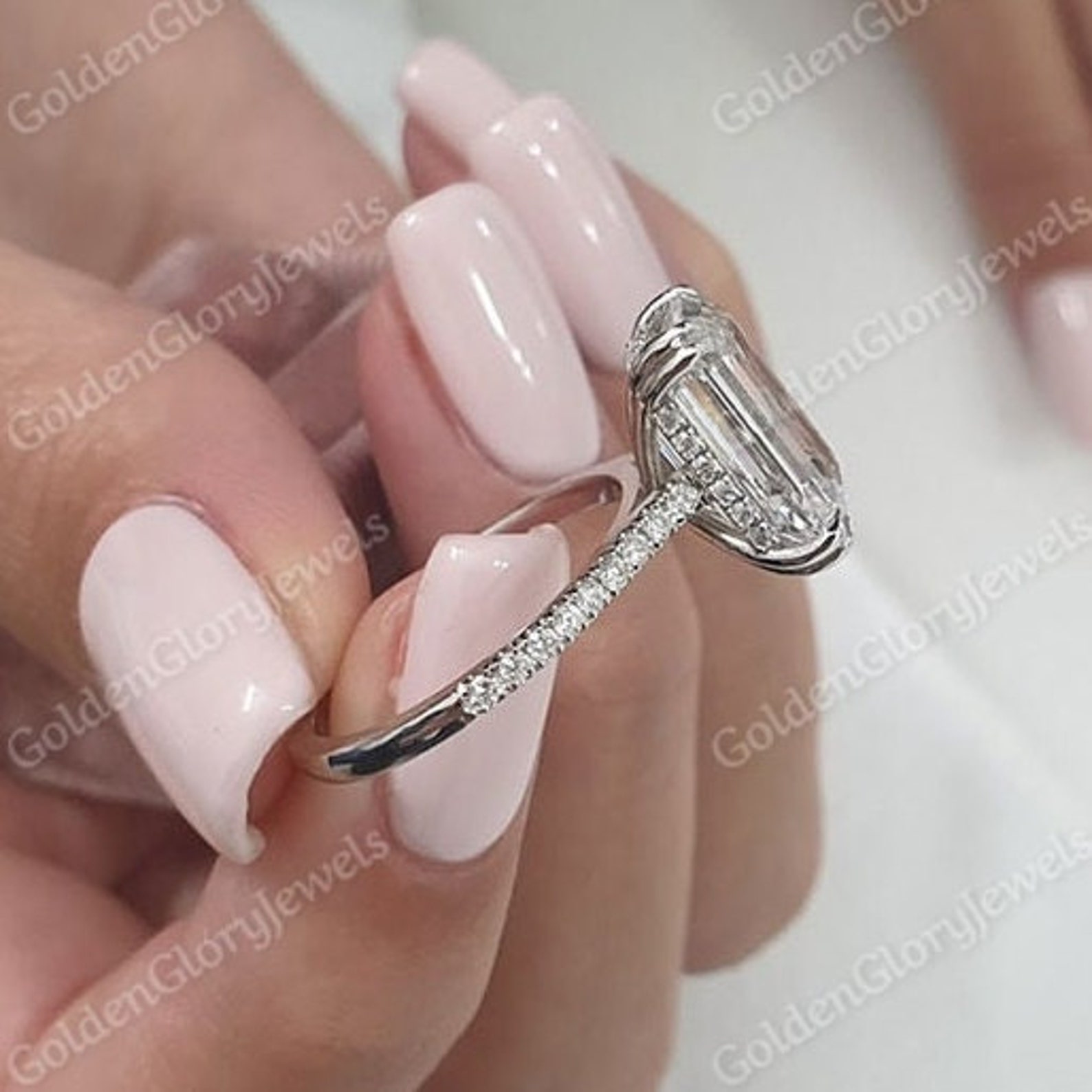 4CT Emerald Cut Moissanite Engagement Ring Emerald Moissanite - Etsy