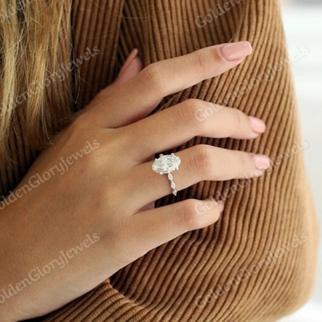 3ct Oval Cut Moissanite Engagement Ring, Oval Engagement Ring, Wedding ...