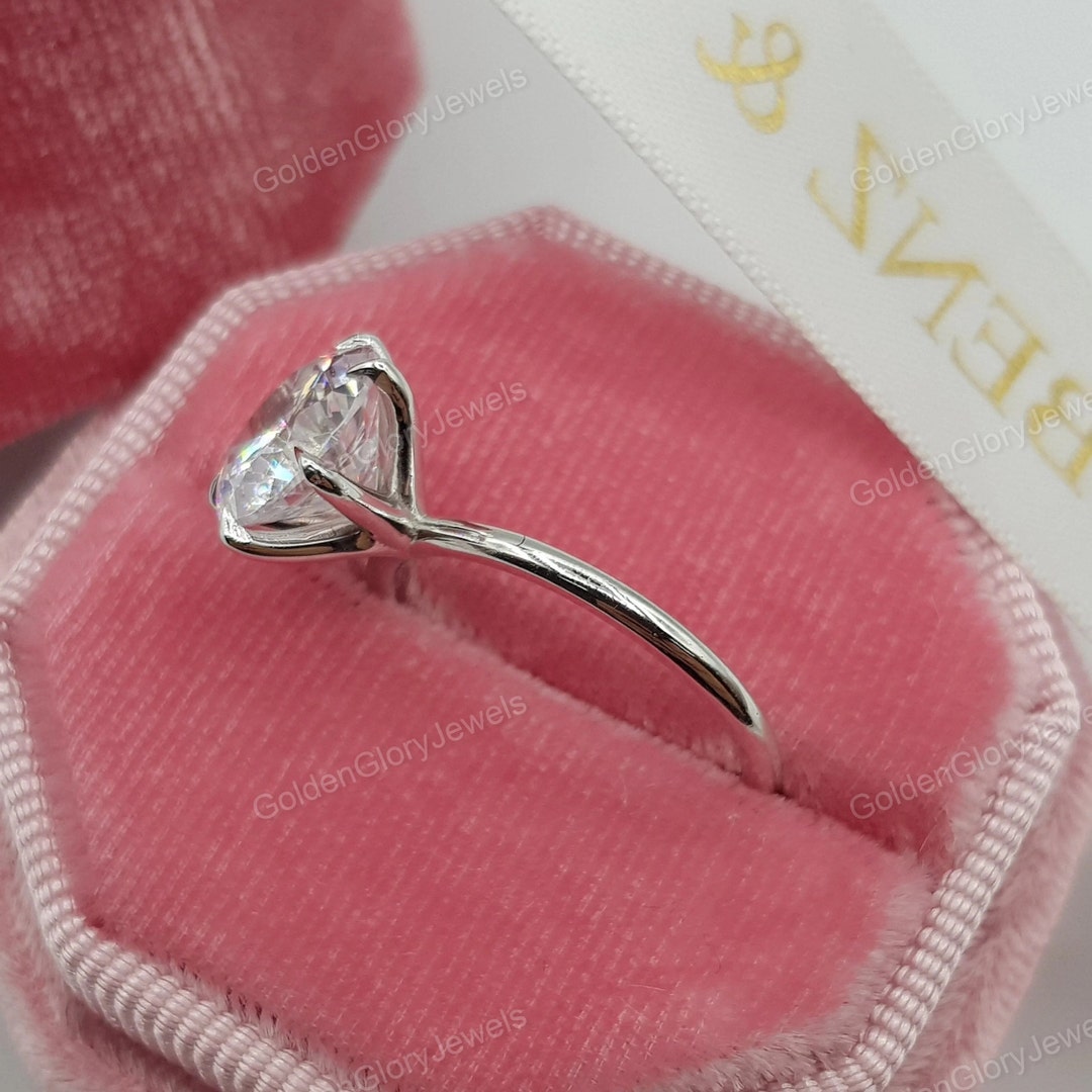 3ct Round Moissanite Engagement Ring, Round Moissanite Engagement Ring ...