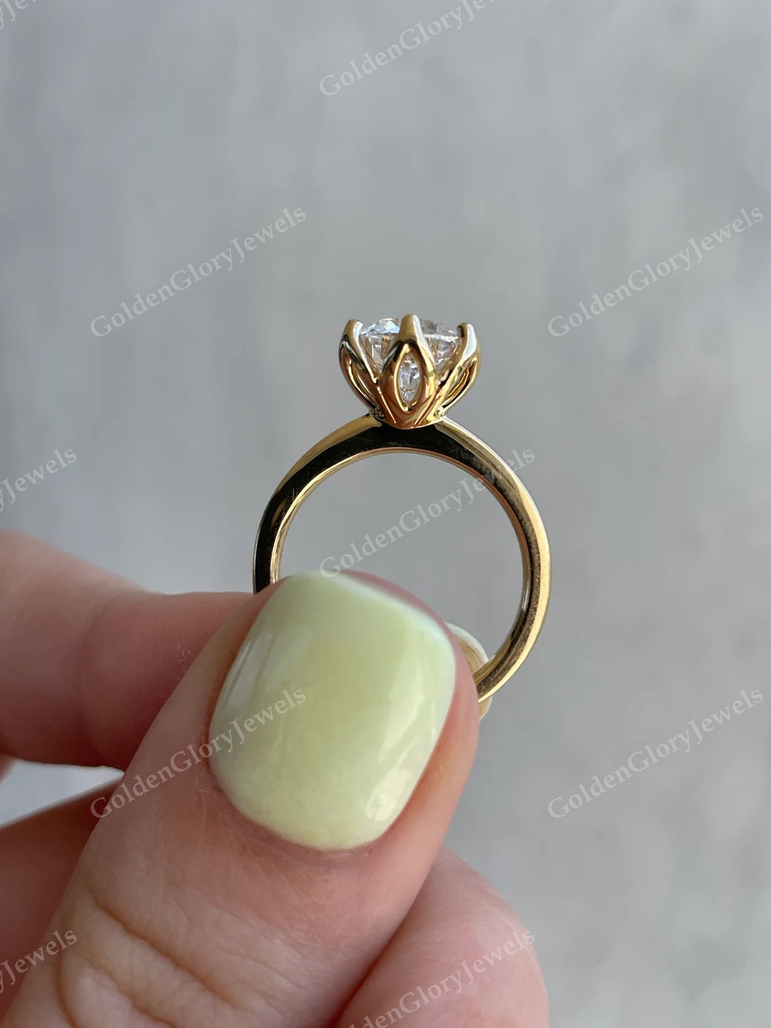 2ct Round Moissanite Ring, Round Engagement Ring, 14k Solid Gold ...