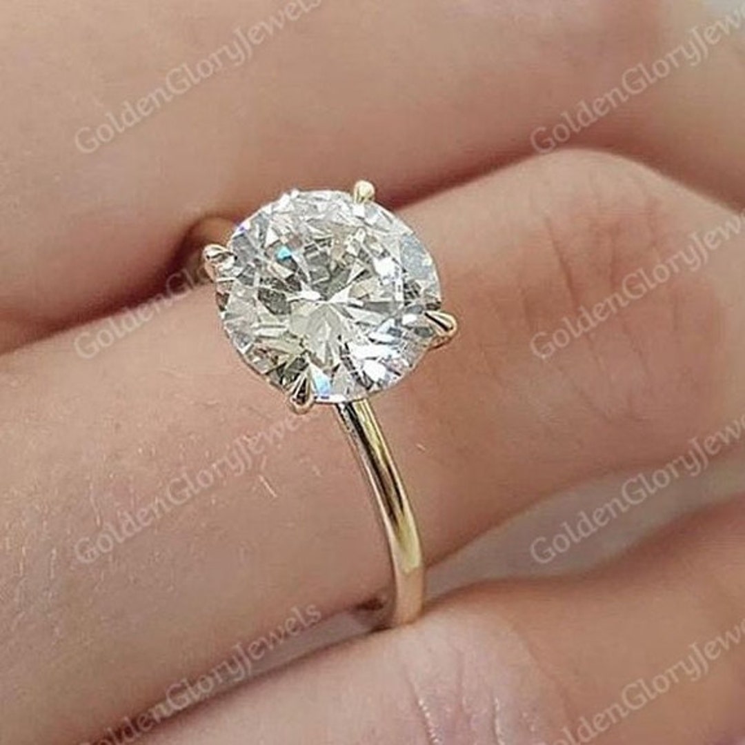 3 Ct Moissanite Ring With Classic 4 Prongs/3 Carat Round Solitaire ...