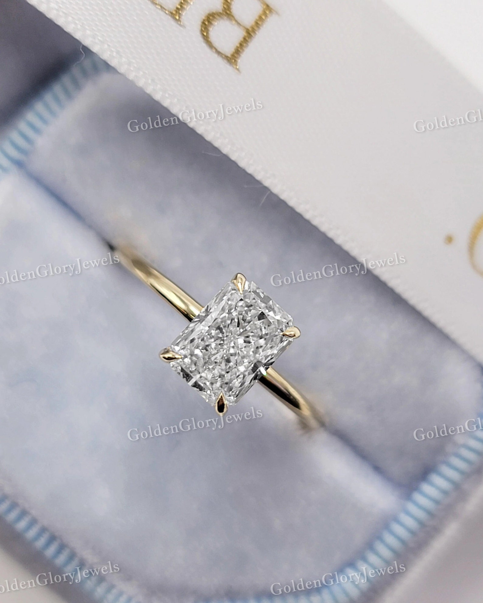 3 CT Radiant Cut Moissanite Ring, Radiant Cut Engagement Ring, Radiant ...